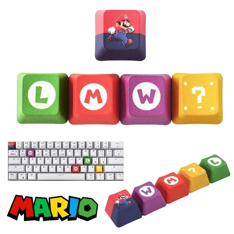 5Pcs Super Mario Bros Keycaps Set | Retro Gaming Mechanical Keyboard A ...